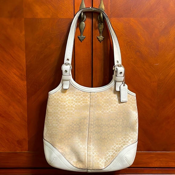 Coach | Bags | Vintage Coach Signature White Shoulder Bag | Poshmark
